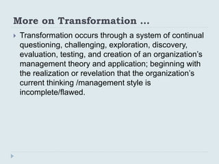 Organisational change, Innovation and Transformation communication | PPT