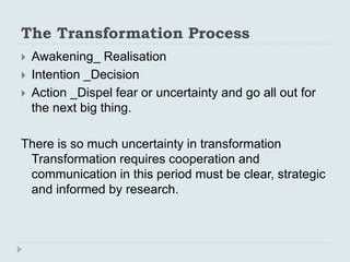 Organisational change, Innovation and Transformation communication | PPT