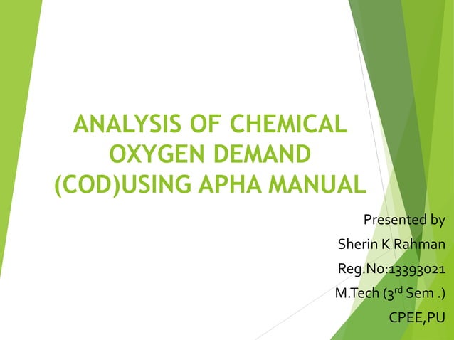 chemical oxygen demand -analysis using APHA manual | PPTX | Chemistry ...