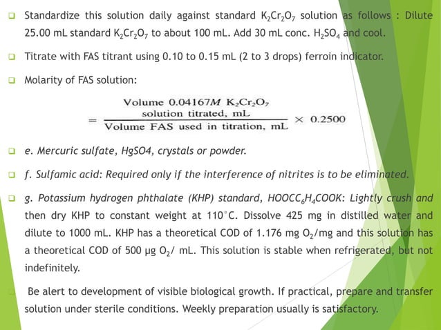 chemical oxygen demand -analysis using APHA manual | PPTX | Chemistry ...