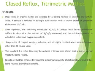 chemical oxygen demand -analysis using APHA manual | PPTX