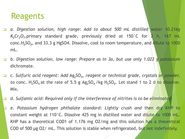 chemical oxygen demand -analysis using APHA manual | PPTX | Chemistry ...