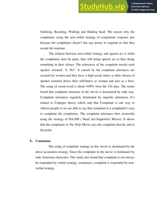 Analysis Of Complaint Speech Act In The Help Movie By Tate Taylor | PDF