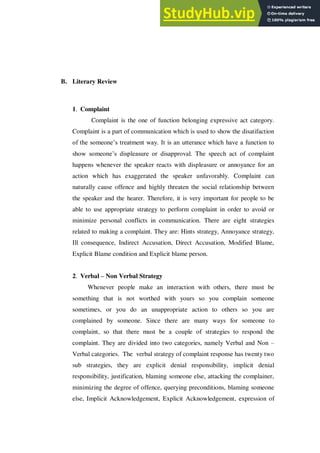 Analysis Of Complaint Speech Act In The Help Movie By Tate Taylor | PDF