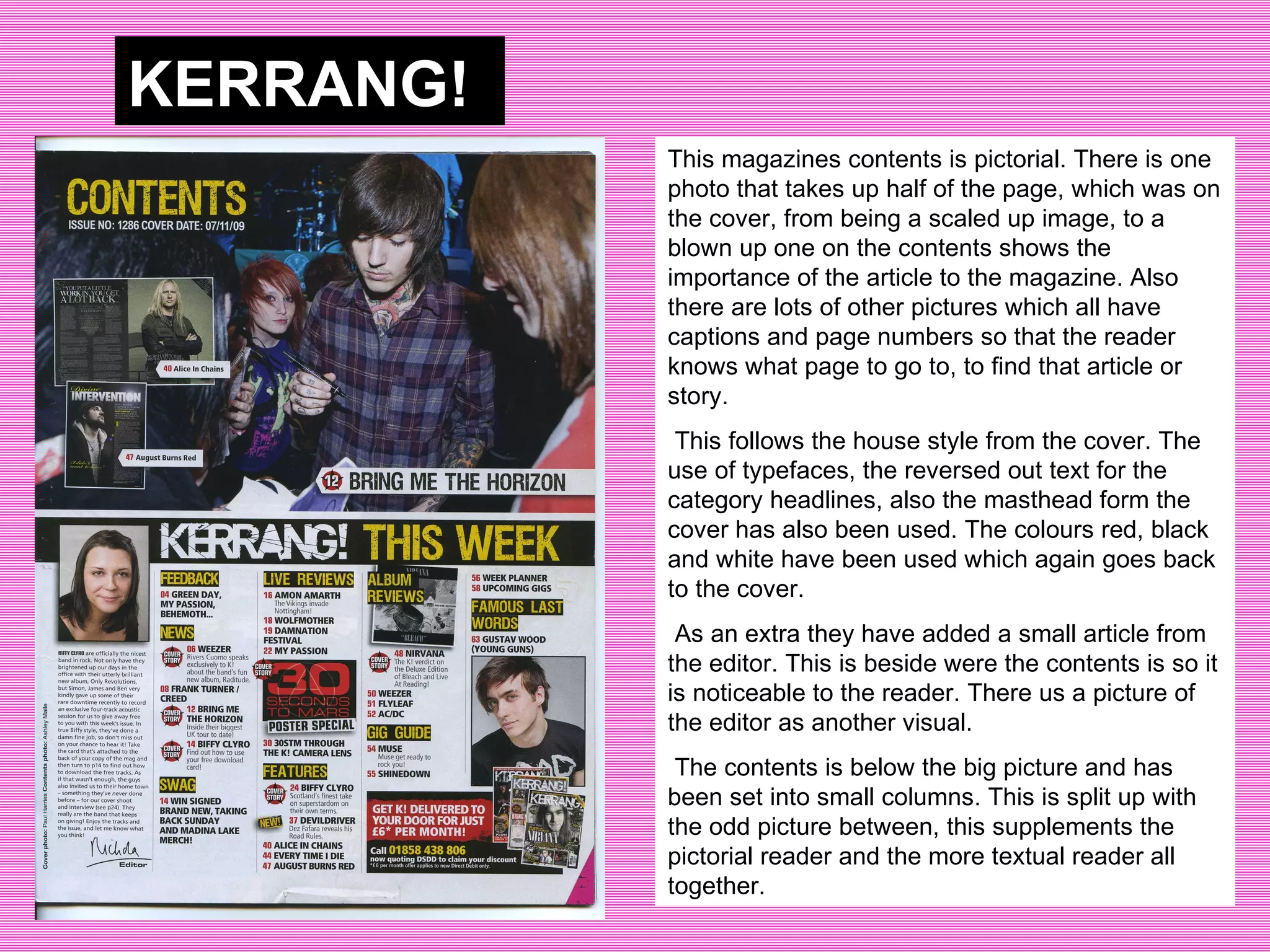 Analysis Of Contents Page From Music Magazine | PPT