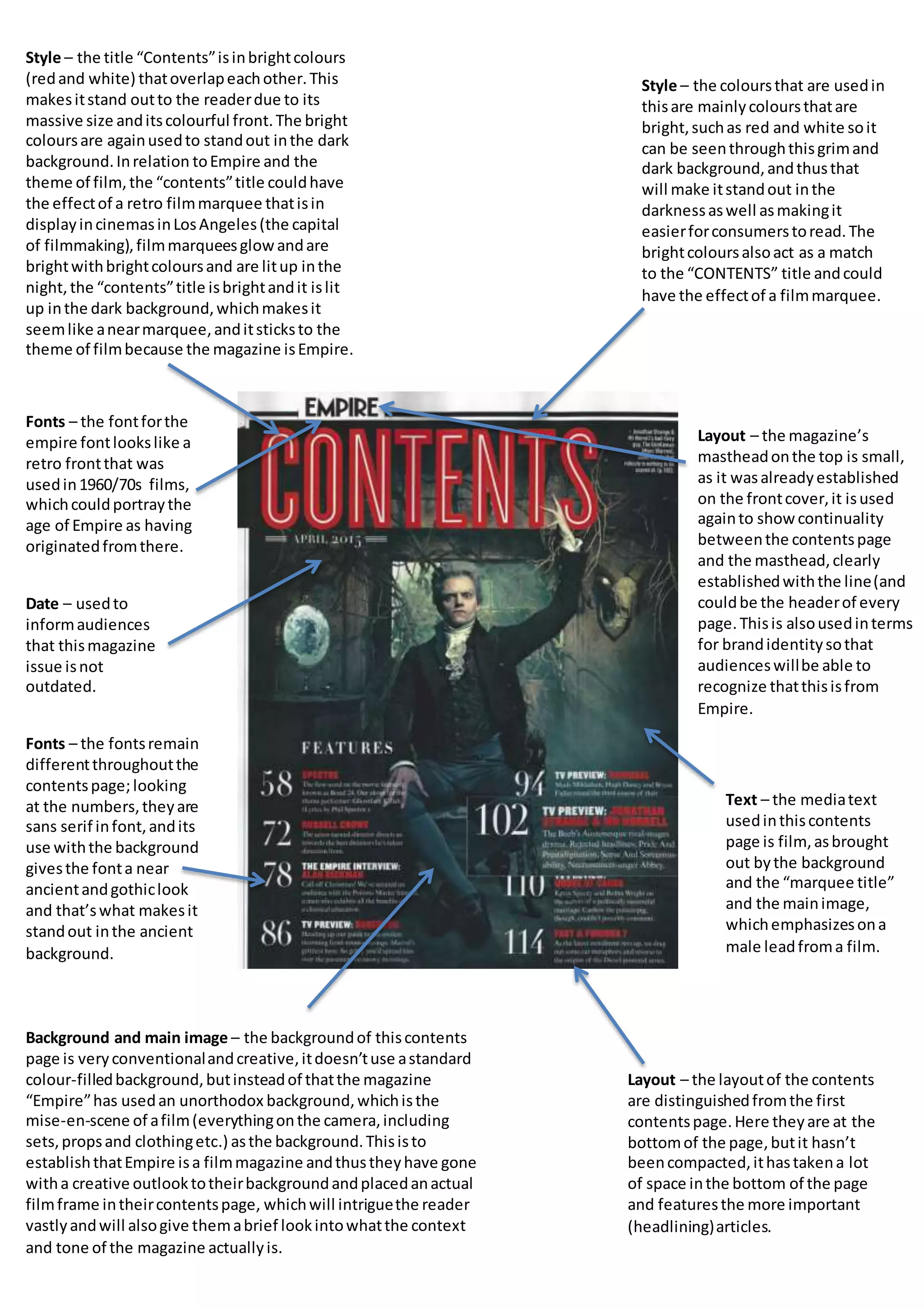 Annotation of an Existing Magazine Contents Page #2 | DOCX | Desktop ...