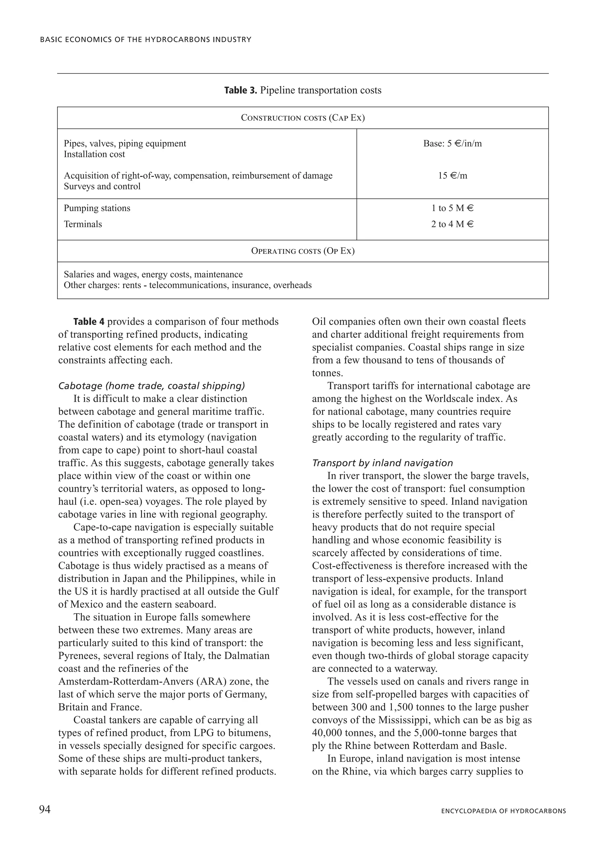 Analysis of cost structure and functions in oil transport and refining ...