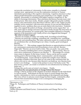 ANALYSIS OF DANIEL LERNER S THEORY OF COMMUNICATION AND DEVELOPMENT | PDF