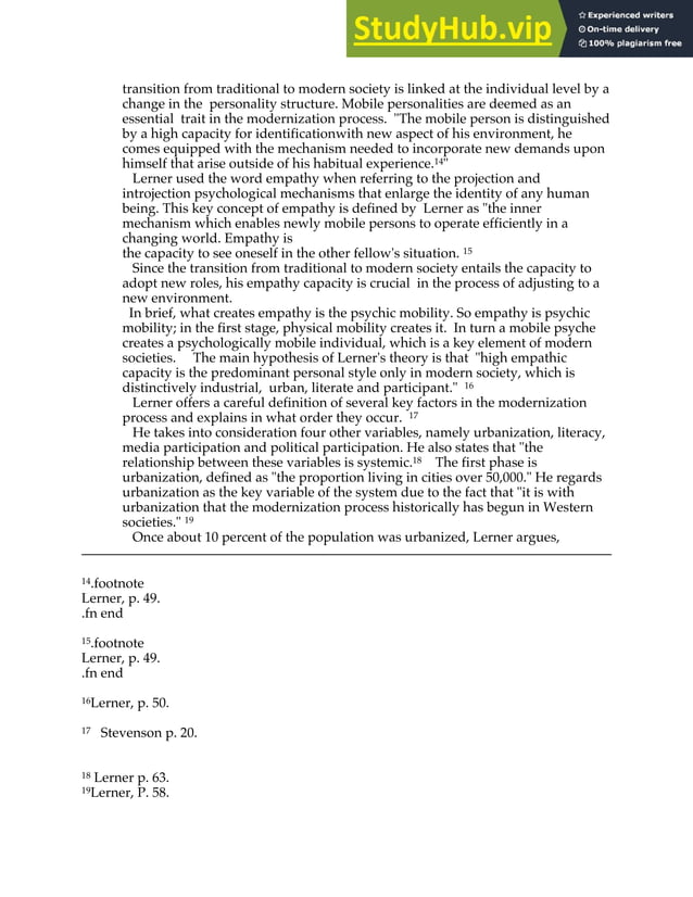 ANALYSIS OF DANIEL LERNER S THEORY OF COMMUNICATION AND DEVELOPMENT ...