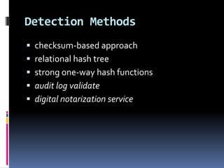 Analysis of database tampering | PPTX