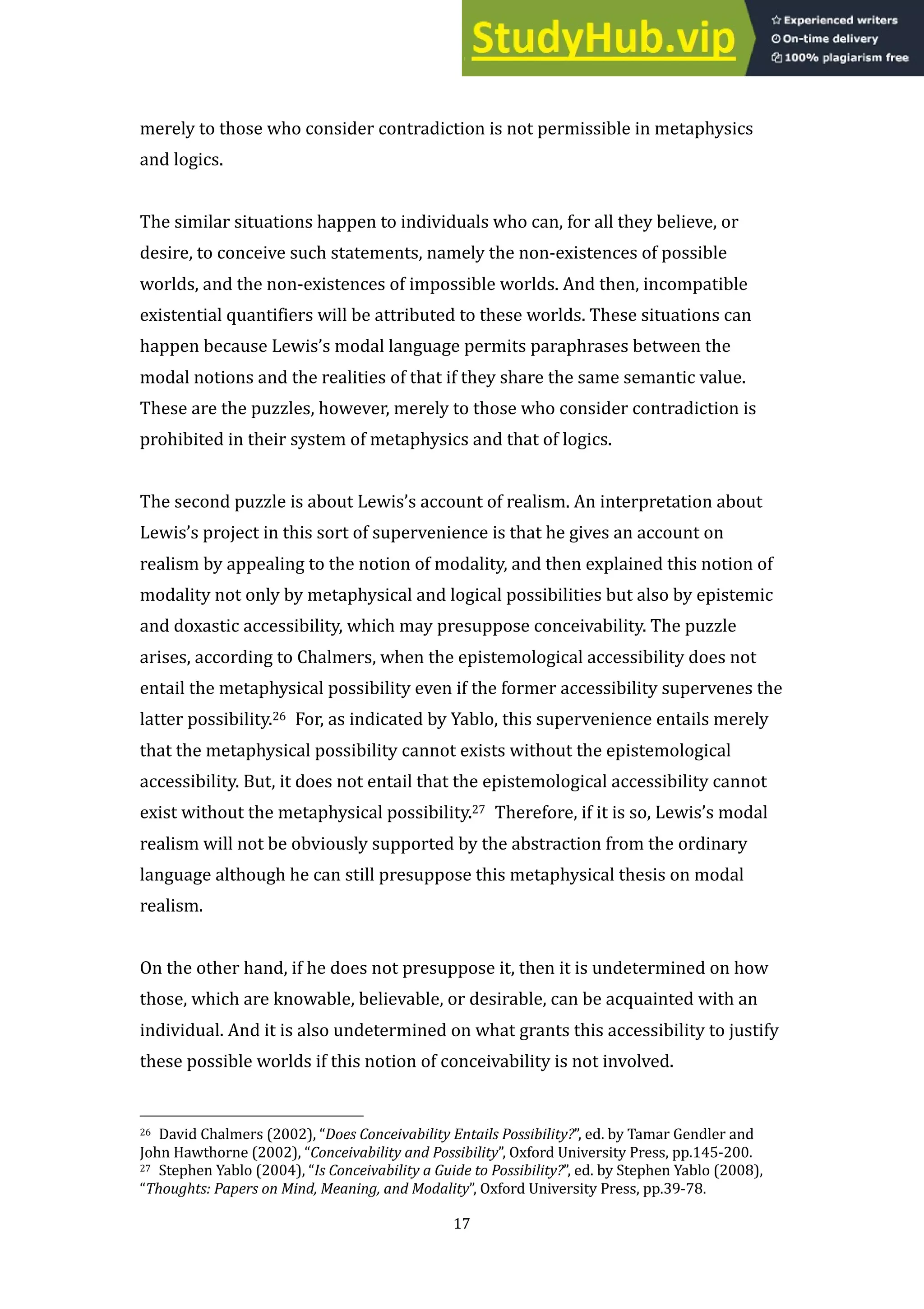 Analysis Of David Lewis S Modal Realism | PDF