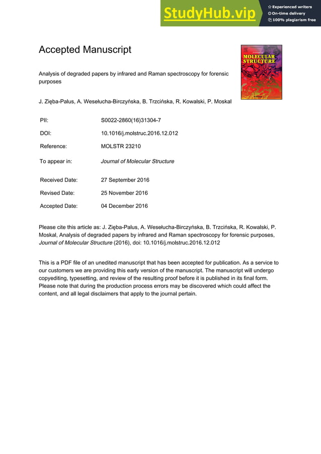 Analysis Of Degraded Papers By Infrared And Raman Spectroscopy For ...
