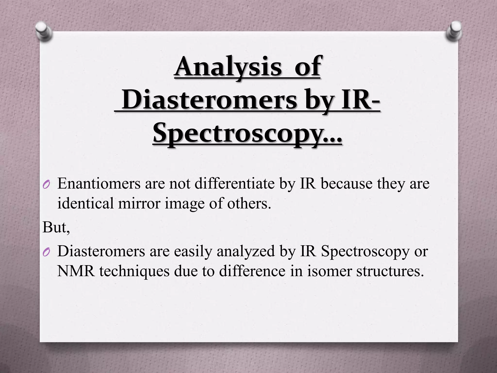 Analysis of diastereomers by ir spectroscopy | PDF