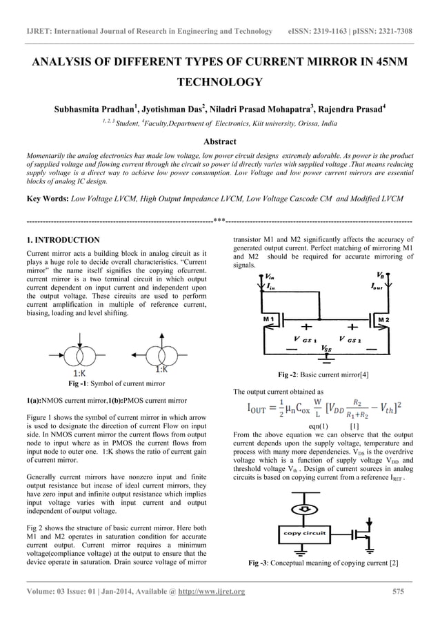 Analysis of different types of current mirror in 45 nm technology | PDF ...