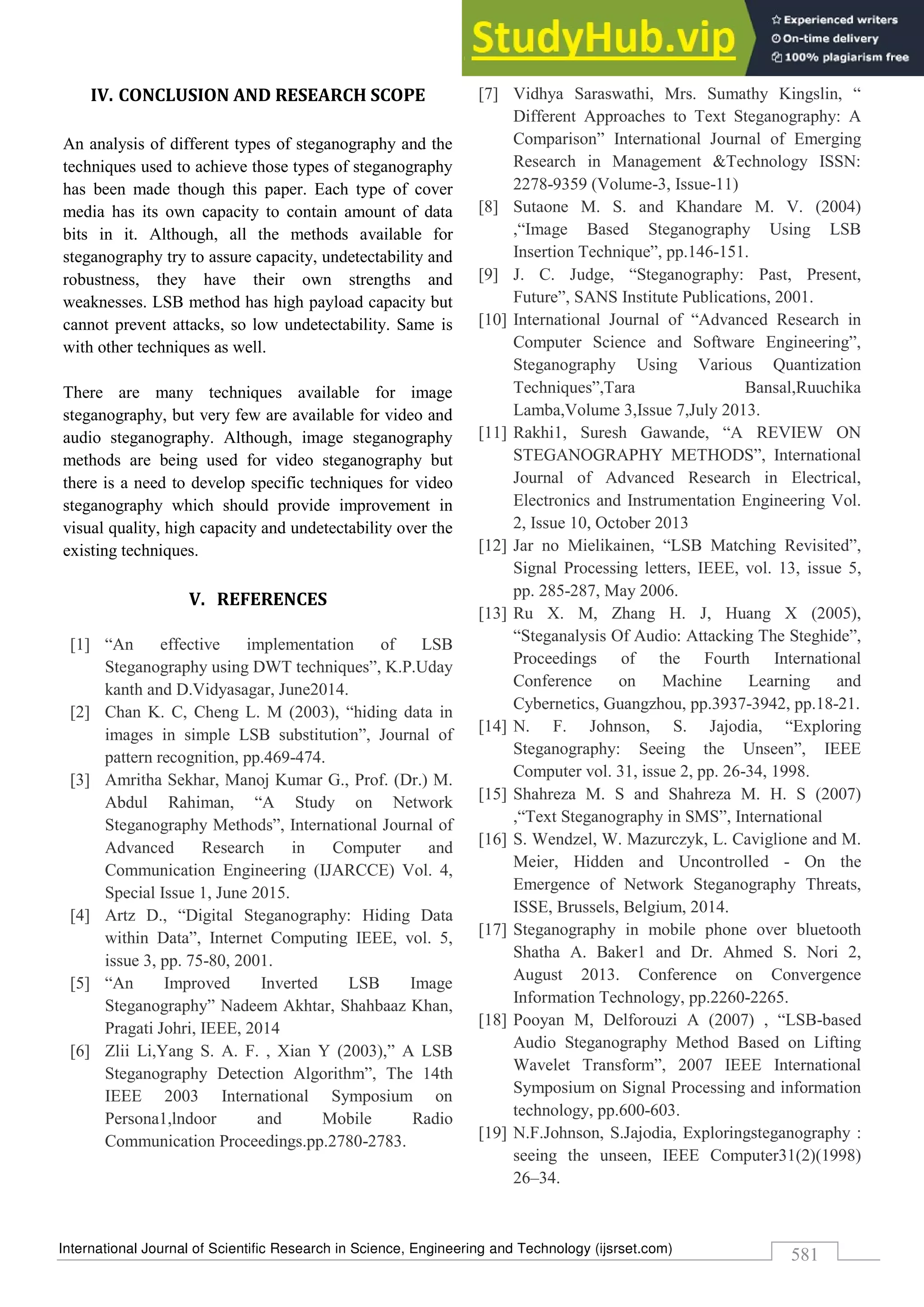 Analysis Of Different Types Of Steganography | PDF