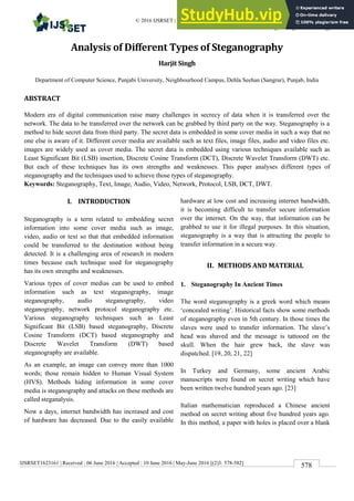 Analysis Of Different Types Of Steganography | PDF