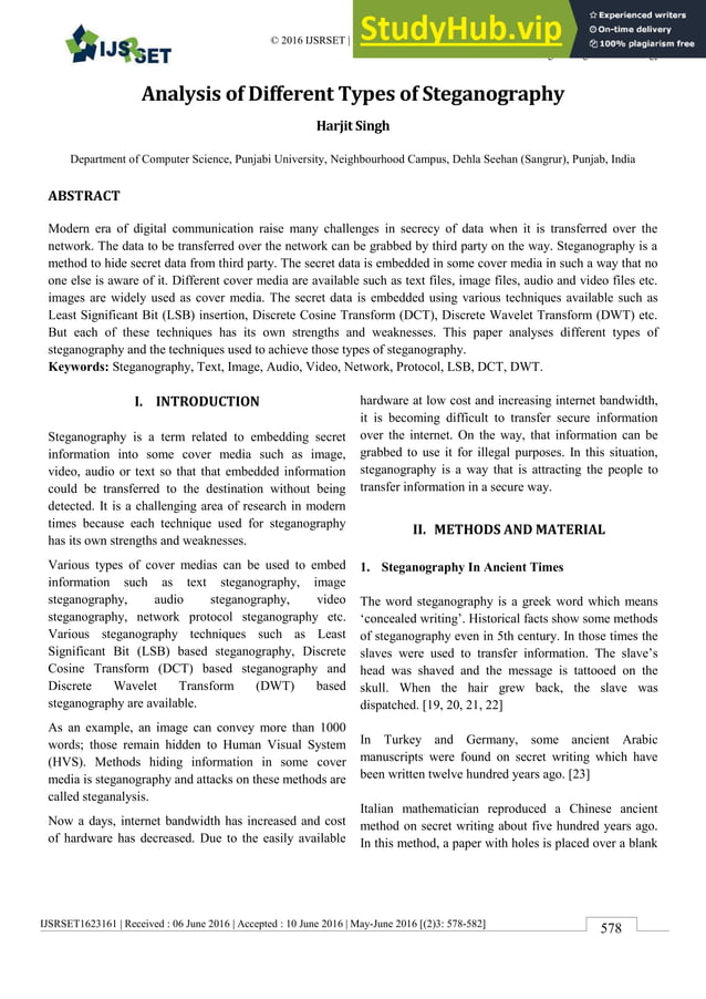 Analysis Of Different Types Of Steganography | PDF