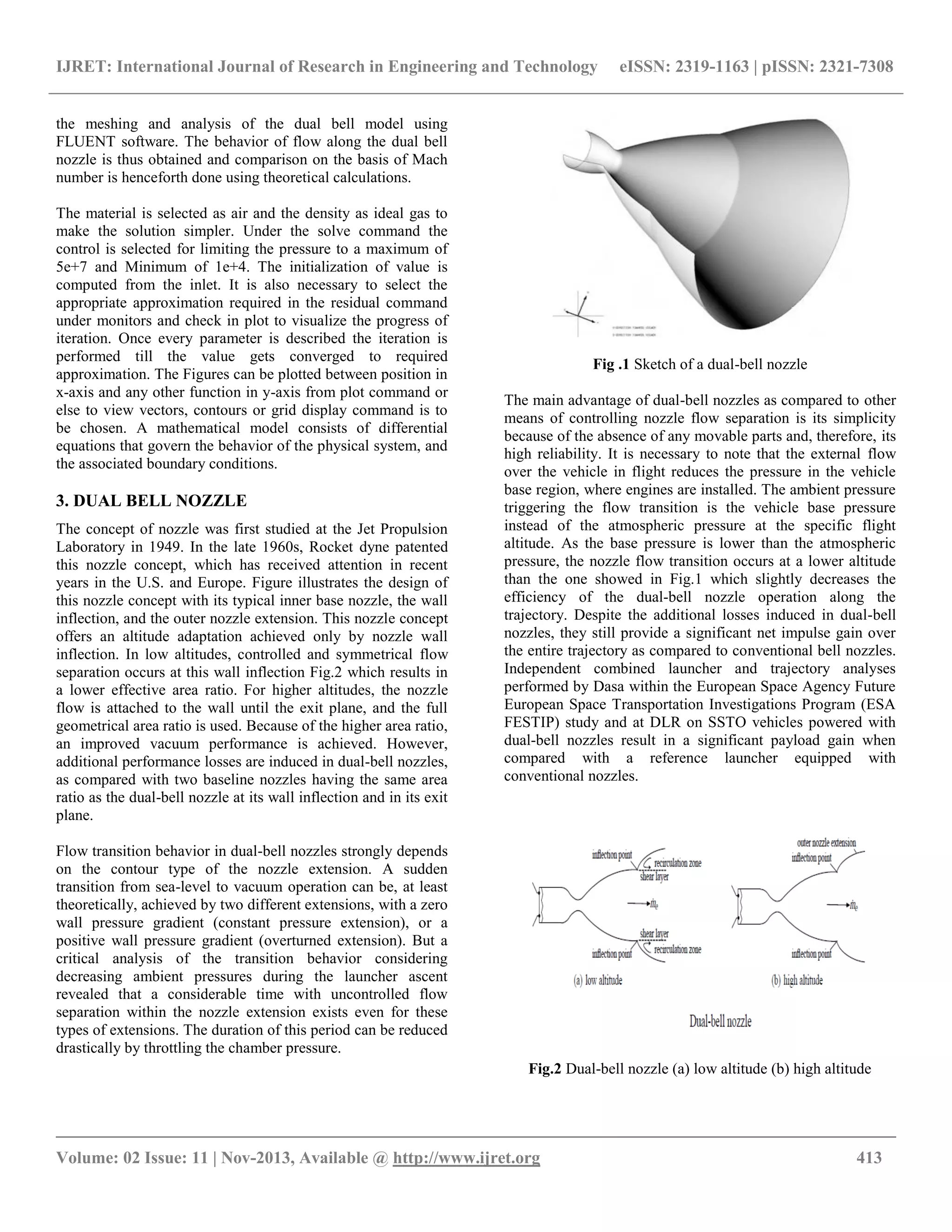Analysis of dual bell rocket nozzle using computational fluid dynamics | PDF