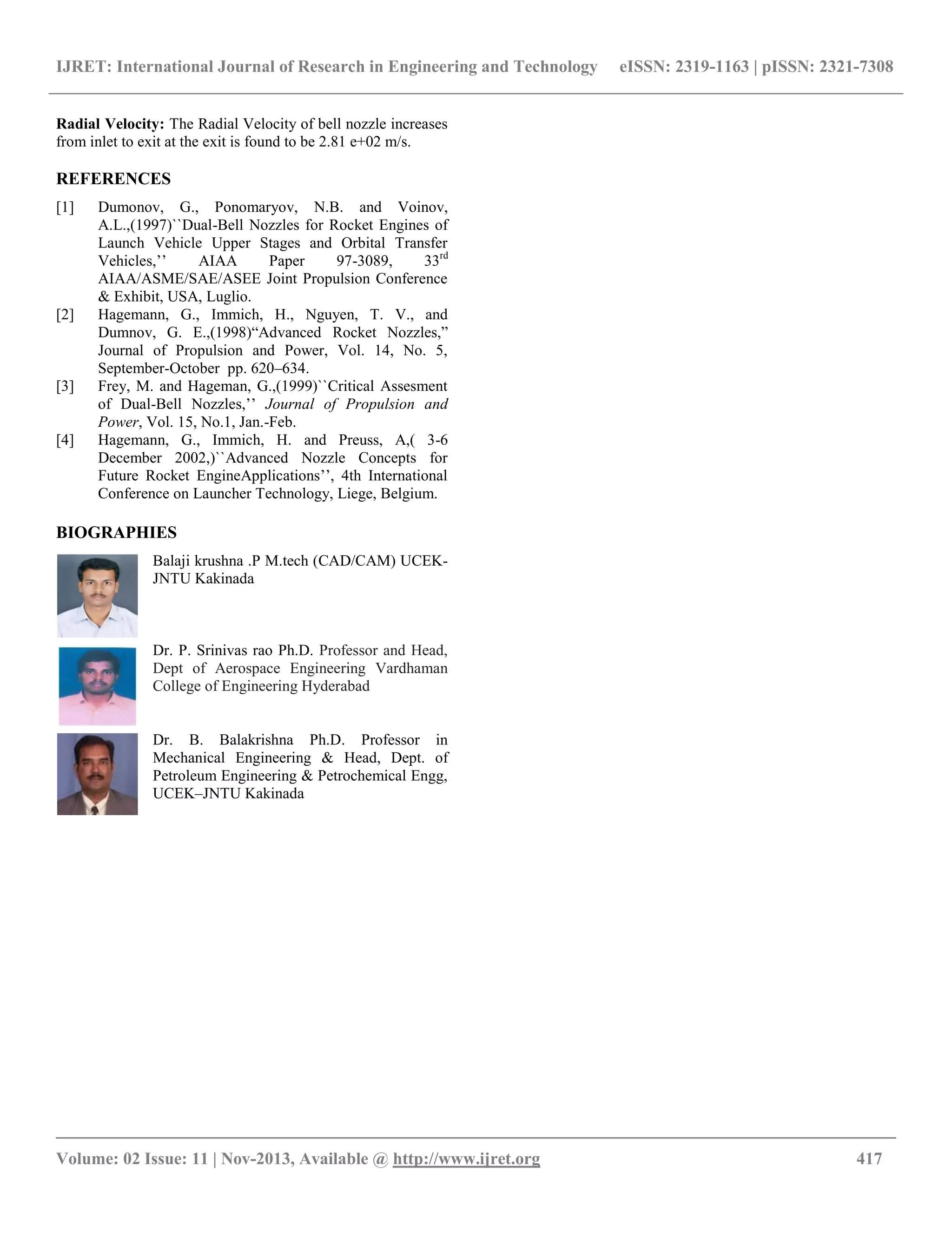 Analysis of dual bell rocket nozzle using computational fluid dynamics | PDF