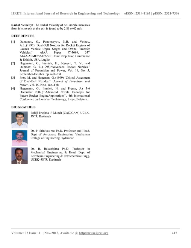 Analysis of dual bell rocket nozzle using computational fluid dynamics ... Analysis of dual bell rocket nozzle using computational fluid dynamics ...