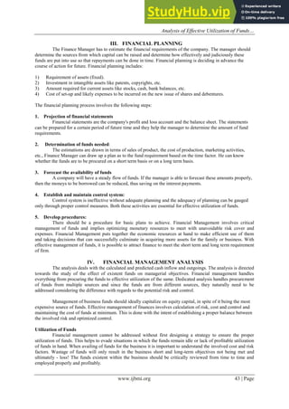 Analysis Of Effective Utilization Of Funds | PDF