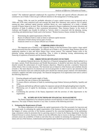 Analysis Of Effective Utilization Of Funds | PDF