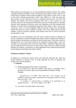 Analysis Of Efl Students Citation Practices And Problems In Academic Writing | PDF