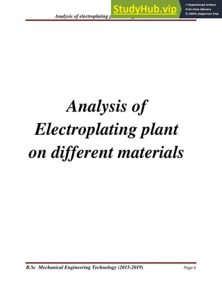 Analysis Of Electroplating Plant On Different Materials | PDF