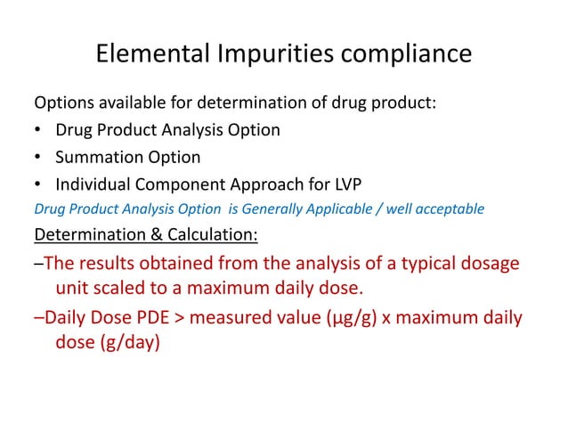 Analysis of elemental impurities in API | PPTX | Pharmaceutical ...