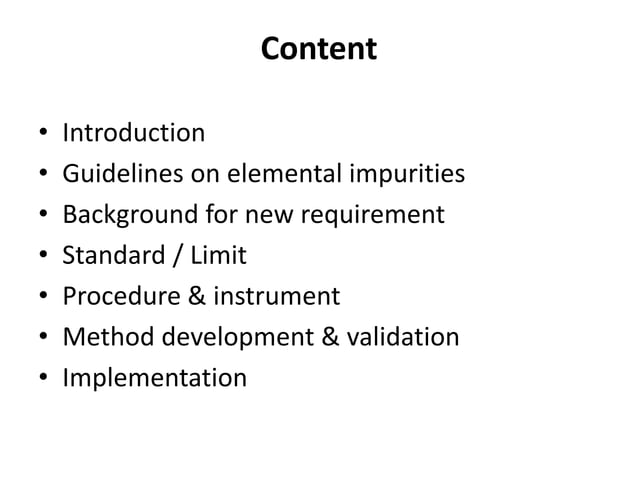 Analysis of elemental impurities in API | PPTX | Pharmaceutical ...