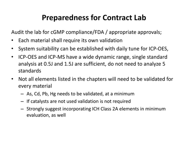 Analysis of elemental impurities in API | PPTX | Pharmaceutical ...