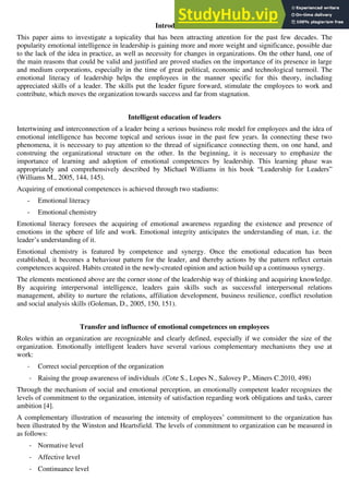 ANALYSIS OF EMOTIONAL INTELLIGENCE IMPACT ON LEADERSHIP SUCCESS | PDF