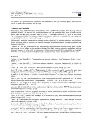 Analysis of expected and actual waiting time in fast food restaurants | PDF