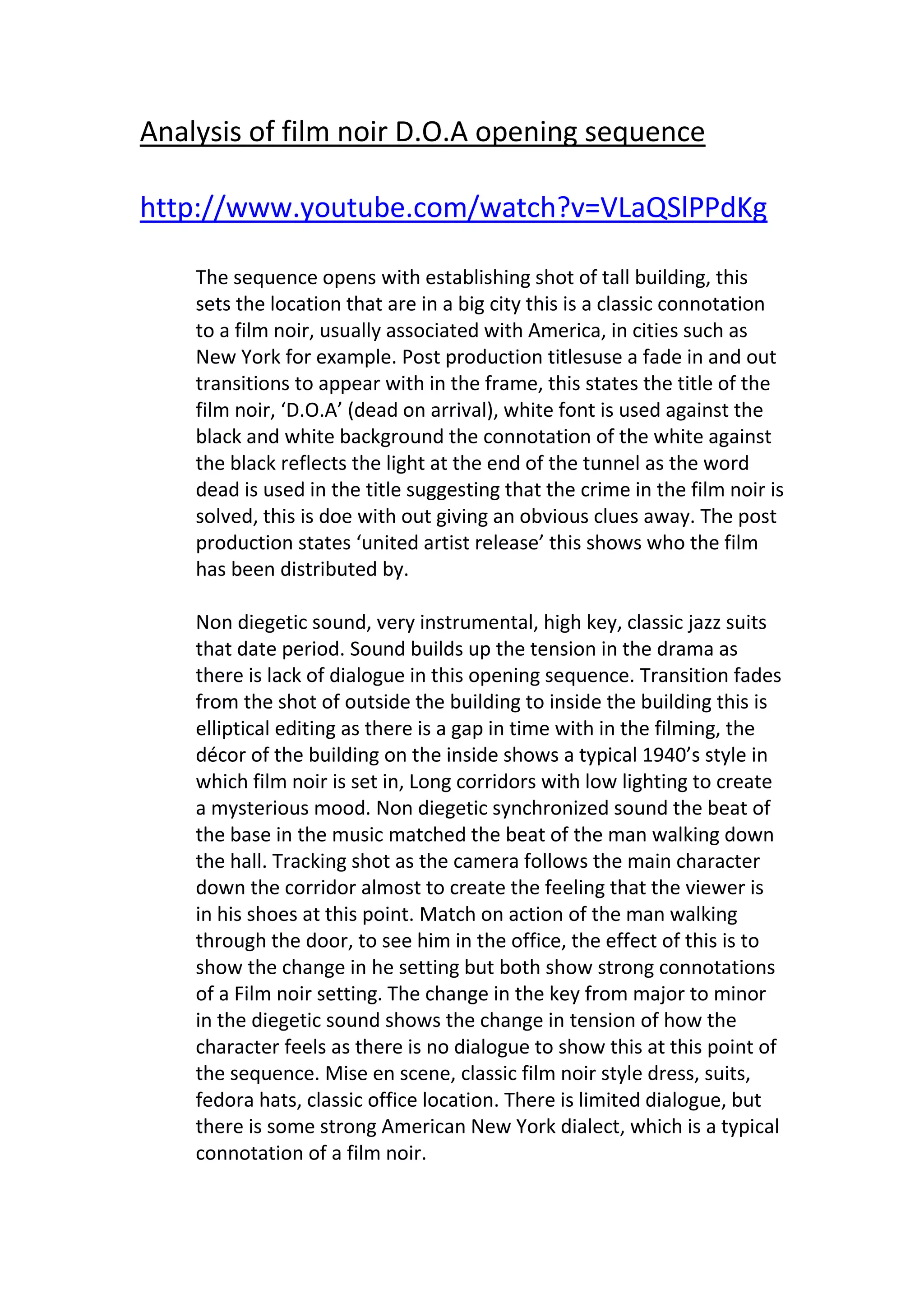 Analysis of film noir d | DOCX