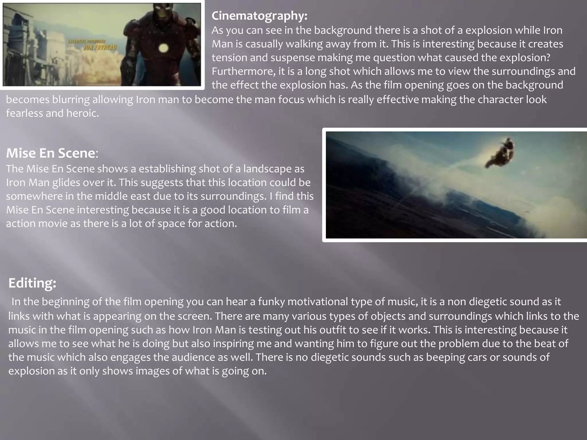 Analysing the film opening of iron man 3 | PPTX