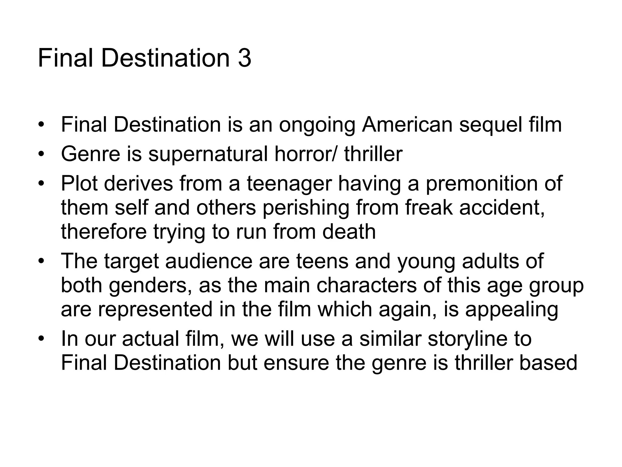 Analysis of Final Destination | PPT