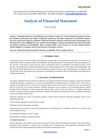 Analysis of Financial Statement | PDF
