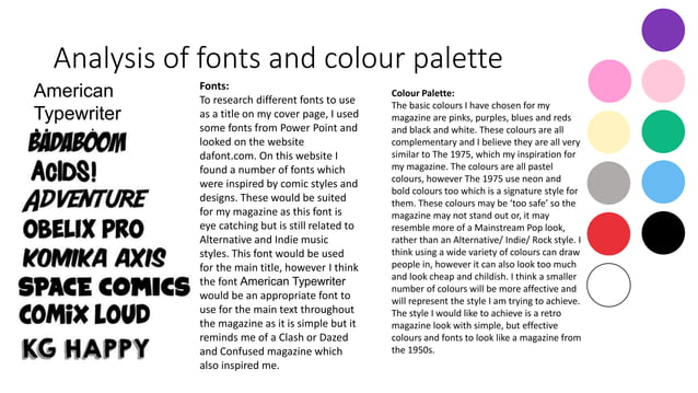 Analysis of fonts and colours | PPTX