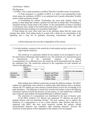 Analytical chemistry report: Analysis of food additives by hplc and uv ...
