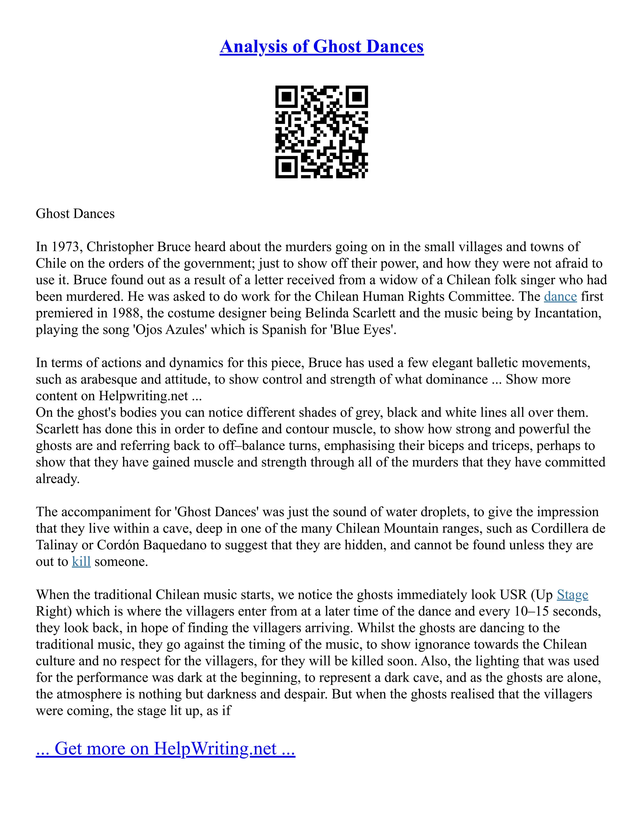 Analysis Of Ghost Dances | PDF