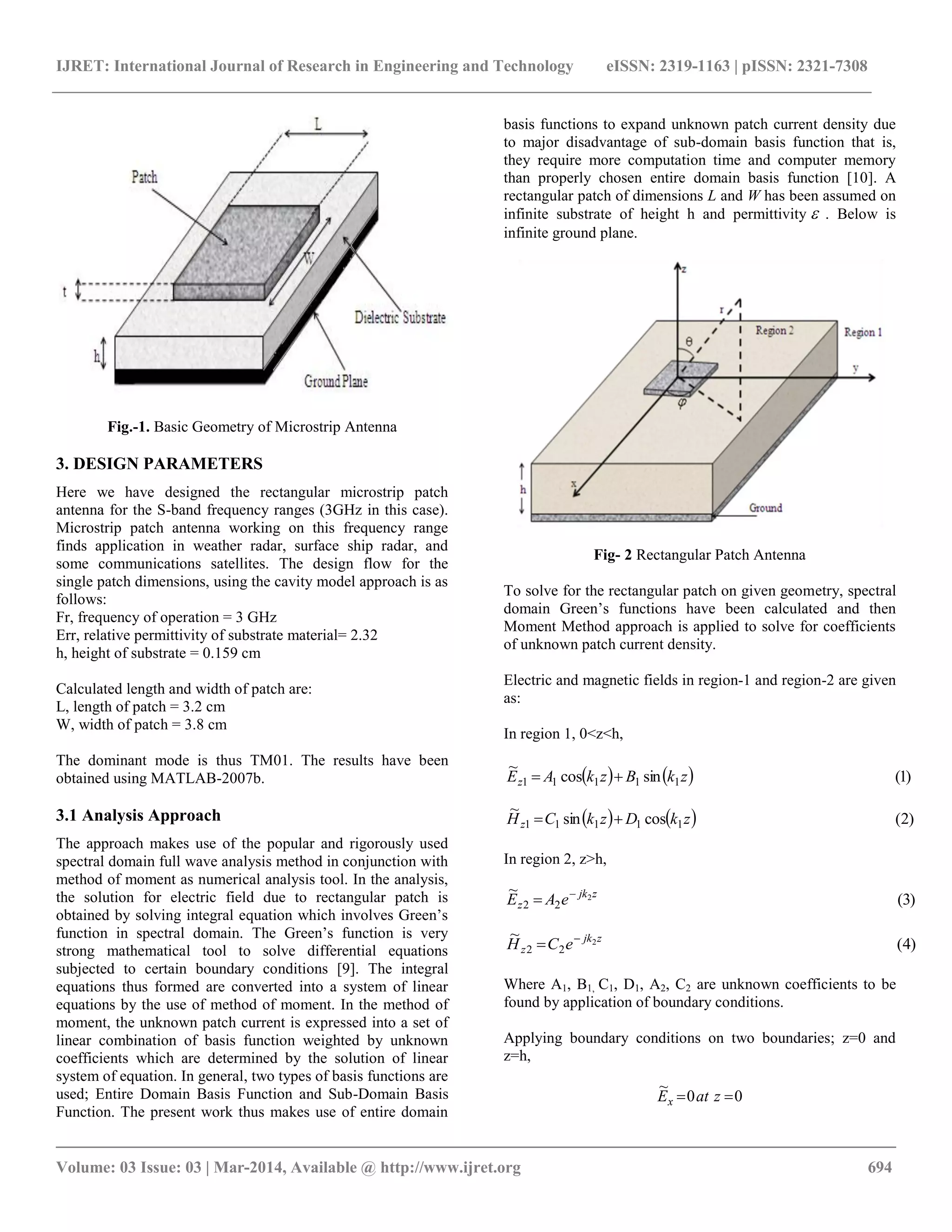 Analysis of green’s function and surface current density for rectangular microstrip patch ...