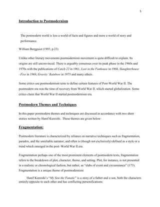 Analysis of hanif kureishi’s “my son the fanatic” and “my beautiful ...
