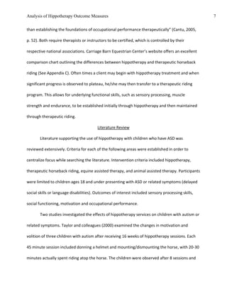 Analysis Of Hippotherapy Outcome Measures | PDF