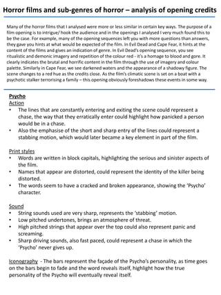 Analysis of horror films | PDF