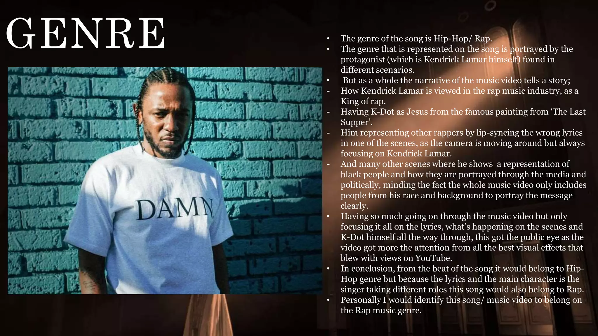 Analysis of "Humble" music video by Kendrick Lamar | PPTX