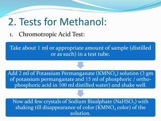 Analysis of illicit liquor including methyl & ethyl alcohol | PPTX