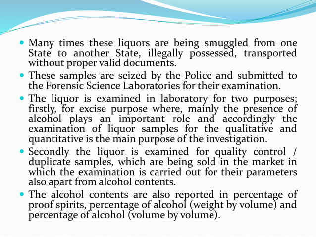 Analysis of illicit liquor including methyl & ethyl alcohol | PPTX ...