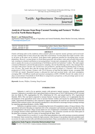 Analysis of Income from Deep Coconut Farming and Farmers' Welfare Level ...