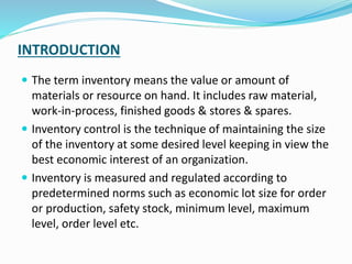 Analysis of invetory control techniques | PPTX