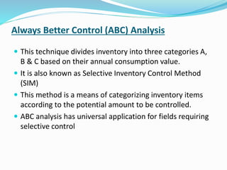 Analysis of invetory control techniques | PPTX